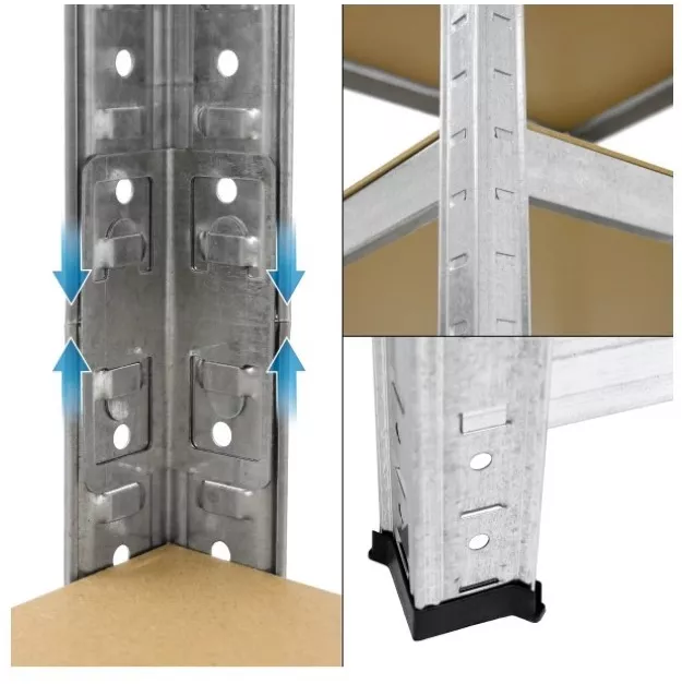 Raft DUBLU metalic 5 polite MDF 180x180x40 CM 175 kg/polita montaj fara surub - domo.ro