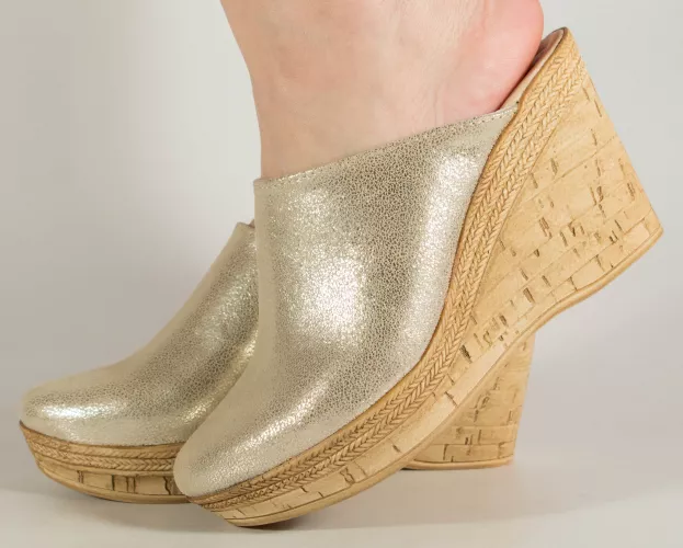 Saboti aurii cu platforma piele naturala SBM5A 41 - domo.ro