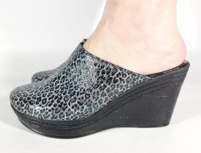 Saboti leopard negru platforma piele naturala SBM5A 37