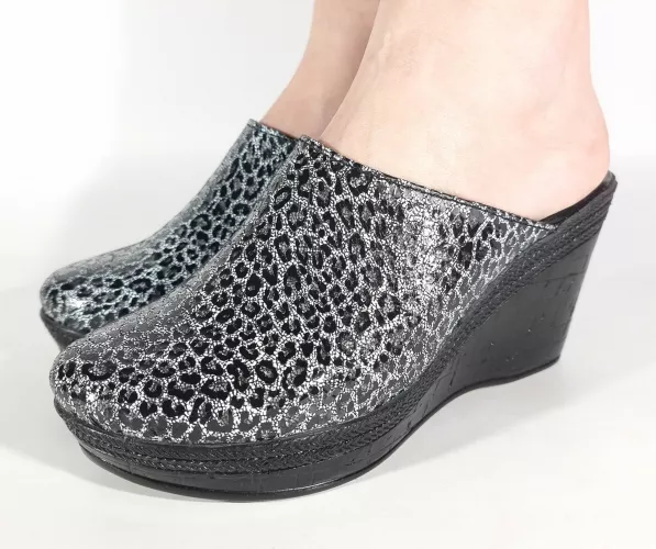 Saboti leopard negru platforma piele naturala SBM5A 41