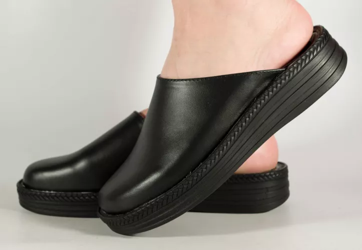 Saboti platforma negri piele naturala cod SBM4A 37