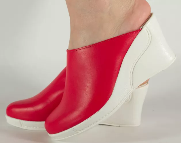 Saboti rosii platforma piele naturala SBM5 39 - domo.ro