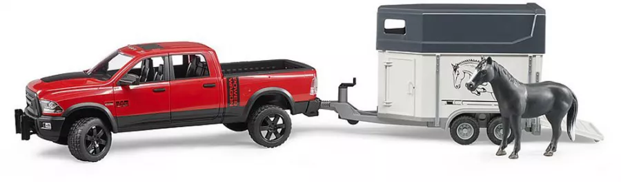 Masina de teren RAM 2500 cu remorca si cal Bruder ART_BR02501 - domo.ro