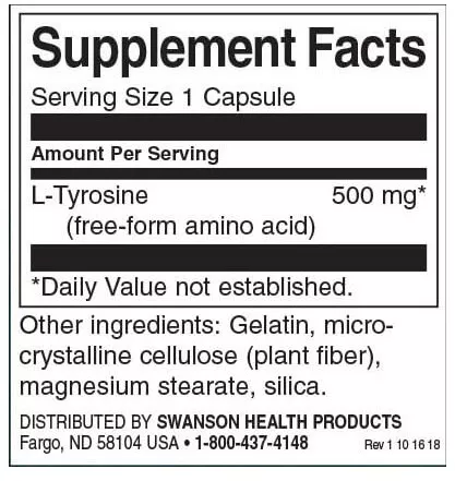 Swanson L-Tyrosine Tirozina 500mg - 100 Capsule r6z5_190954723 - domo.ro