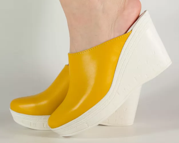 Saboti galbeni platforma piele naturala SBM5A 37