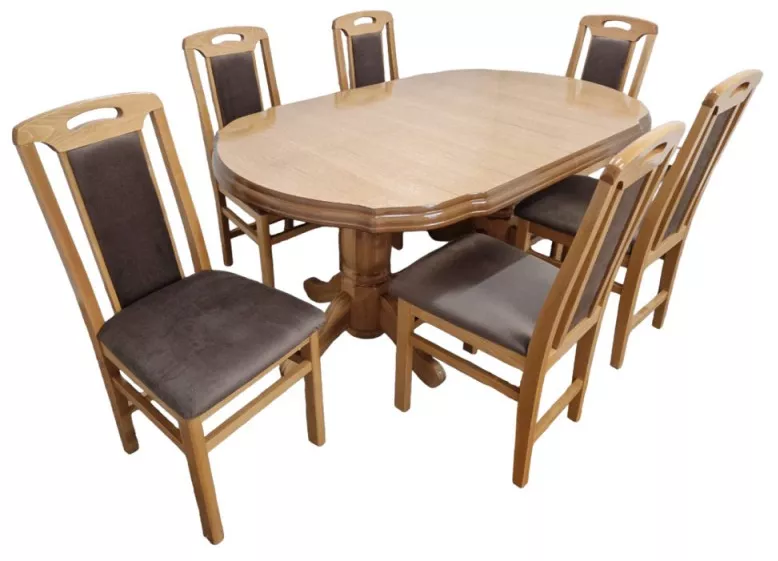 Set masa living SB Nork Stejar natur plus 6 scaune SB Tim 74x90x160/200 ...