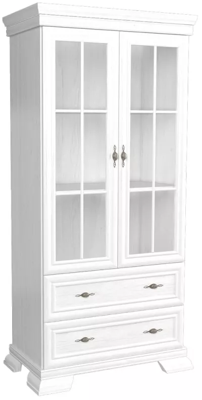 Vitrina living VMW2 2 usi 2 sertare Alb Antichizat 88 x 40 x 193 cm ...