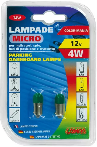 Bec clasic 4W 12V pozitie soclu metal BA9s 2buc - Verde 4721 - domo.ro