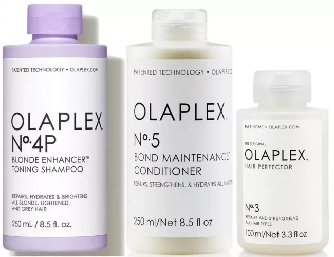 Set Sampon 250ml si Balsam 250 ml si Tratament 100ml Olaplex Blonde-Enhancer - domo.ro