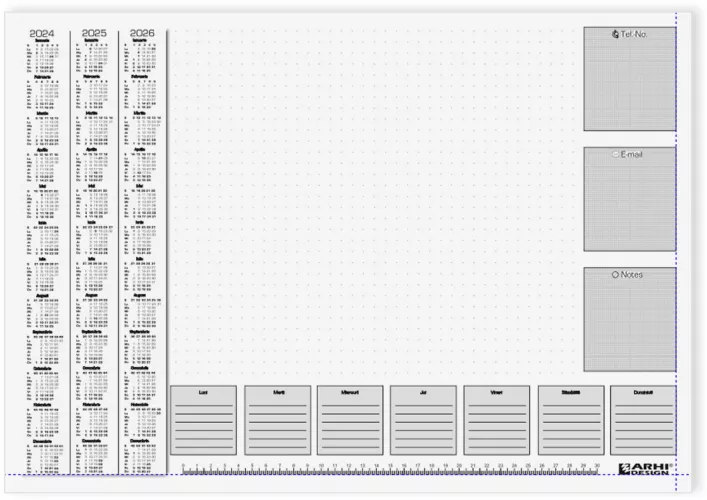 Calendar Planner Birou Multianual 24 file pentru 2024 2025 2026 ...