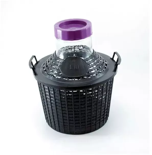 Damigeana sticla 10L cu gura larga si cos de plastic si capac de ...