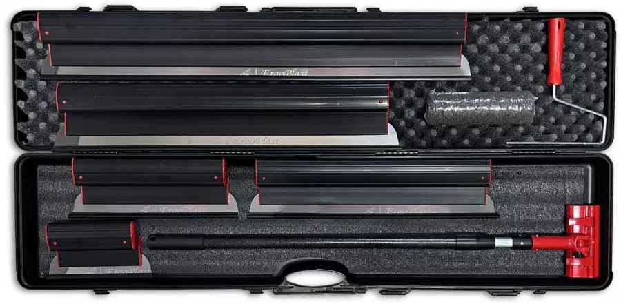 Set 5 gletiere profesionale inox 25 40 60 80 100 cm suport maner ...