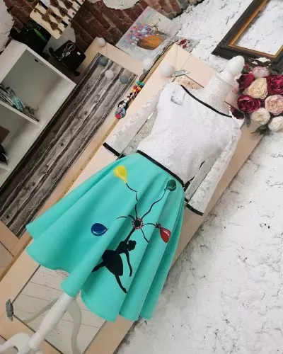 Fusta pictata cu balerina 0xi_168 - domo.ro