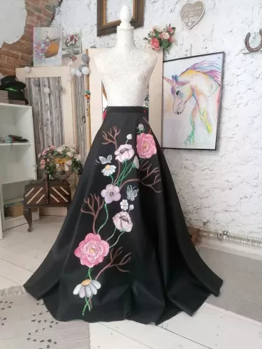 Fusta Tafta pictata manual floral 0xi_169_zuv3lt - domo.ro