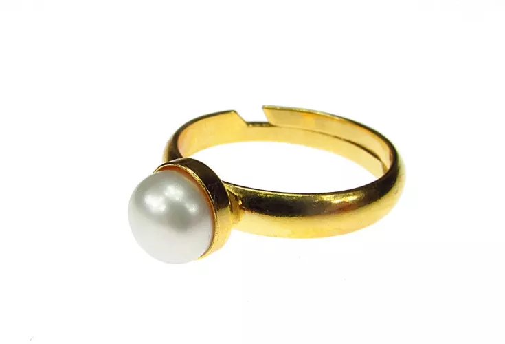 Inel reglabil argint placat cu aur perla de cultura 6 MM eloa_949756200 - domo.ro
