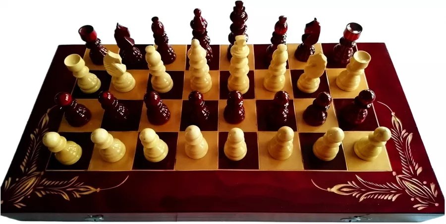 Set mini-gigant de sah urias din lemn fag 65x65 cm cutie de sah piesa ...