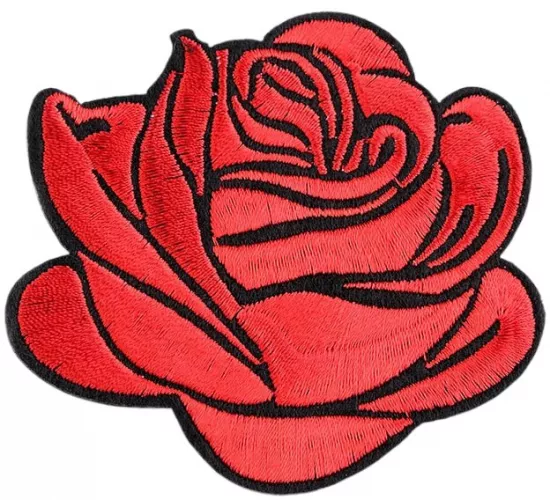 Aplicatie termoadeziva brodata Crisalida 75 x 65 mm Trandafir rosu ...