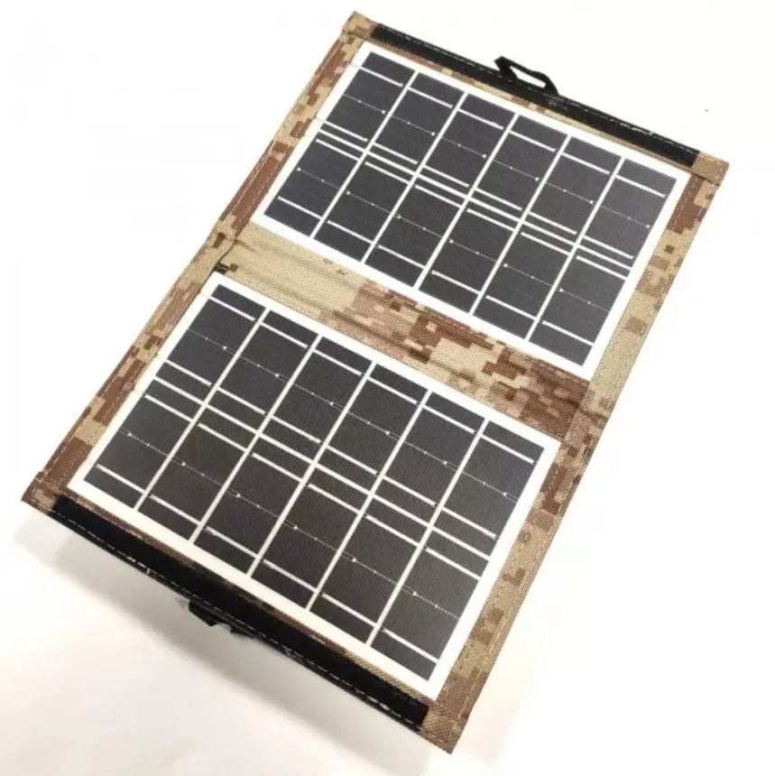 Panou solar turistic dublu UBX® USB pliabil 7.5W 29x20 cm model army ...