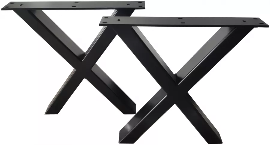 Set 2 picioare masa metal stil scandinav Forma X Profil Lat Vopsire in camp