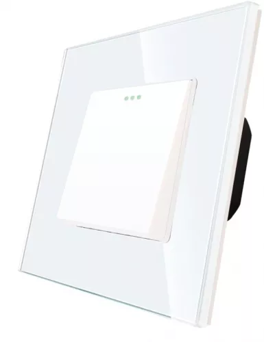 Intrerupator Simplu Cap Cruce Mecanic LUXION cu Rama din Sticla Alb LX ...