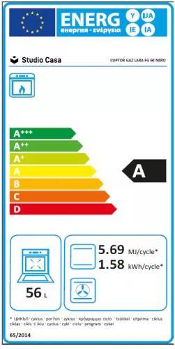 Cuptor gaz incorporabil Studio Casa Lara FG60Nero Termostat Timer ...