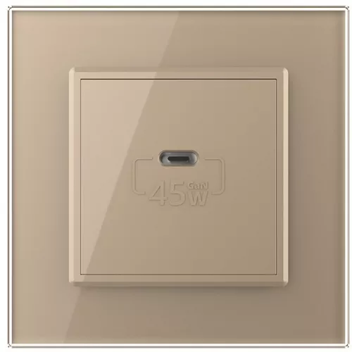 Priza USB Type-C Livolo cu Rama din Sticla Auriu VL-FCUC-2AP-13 - domo.ro