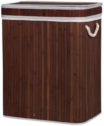 Cos rufe 3 compartimente bambus maro 100 L 50x31x63 cm Springos HA0067 ...