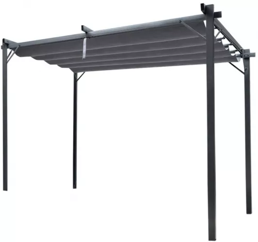 Pergola pentru gradina/terasa retractabila cadru metalic gri 3x4x2.3 m ...