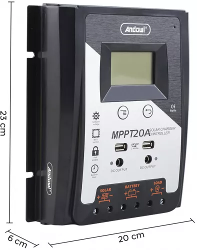 Controller tensiune panou solar 12/24V afisaj LCD MPPT 20A MRKT10863 ...