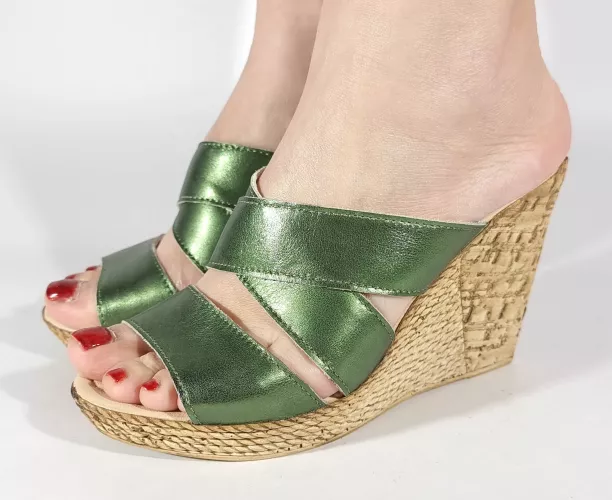 Saboti verde platforma piele naturala SBM7C2 36 SBM7C2__3835__71293