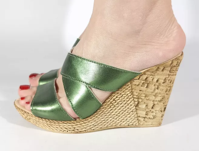 Saboti verde platforma piele naturala SBM7C2 36 SBM7C2__3835__71293