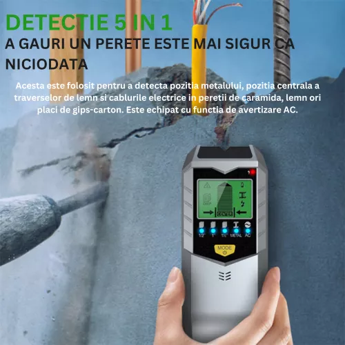 Detector 5-in-1 Scaner de Perete Localizare Cabluri Electrice Metale ...