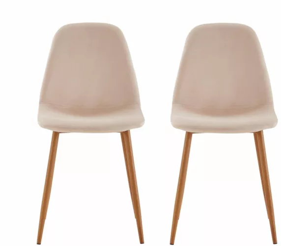 Set 2 scaune dining cu model Beige hr-s2chvlv-bej - domo.ro