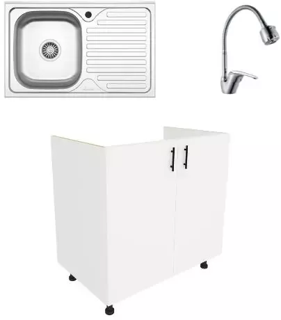 Set Masca Chiuveta haaus Karo Alb 80 x 50 x 80 cm Chiuveta haaus Inox ...