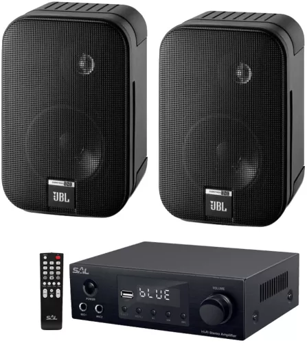 Sistem boxe JBL Control 1 Pro negru cu amplificator bluetooth USB FM ...