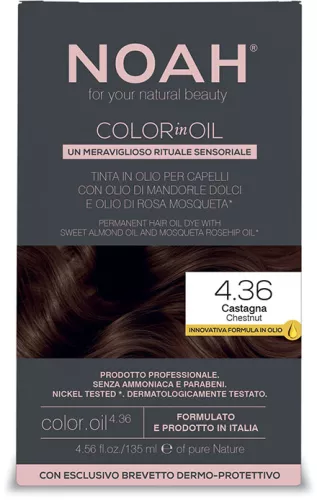 Vopsea de par permanenta fara amoniac pe baza de ulei 4.36 Castaniu ...