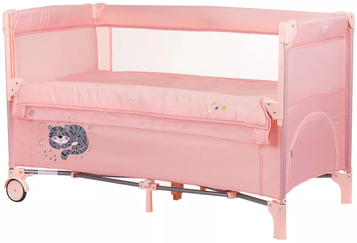 Patut pliabil Chipolino Relax flamingo tiger cu laterala culisanta ...