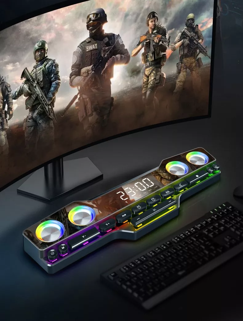 Boxe gaming RGB Soundbar RGB Bluetooth 5.0 Compatibil cu Android IOS si ...