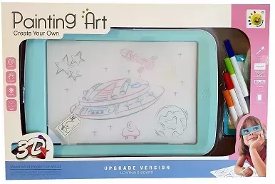 Tabla luminoasa 3D cu 6 planse de colorat ochelari 3D 4 carioci 22088 ...