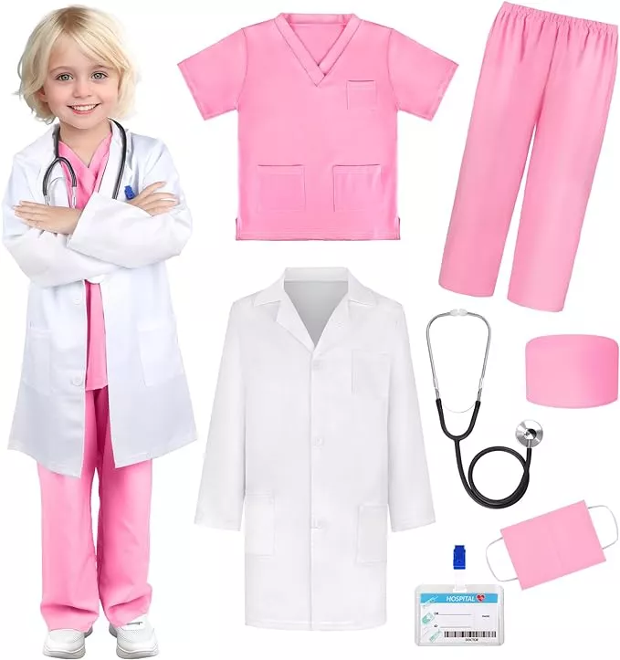 Costum Doctor pentru copii Set cu Stetoscop de jucarie Tesatura fina 3 ...