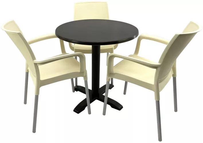 Set bistro de exterior RAKI masa rotunda D70cm cu blat Werzalit New ...