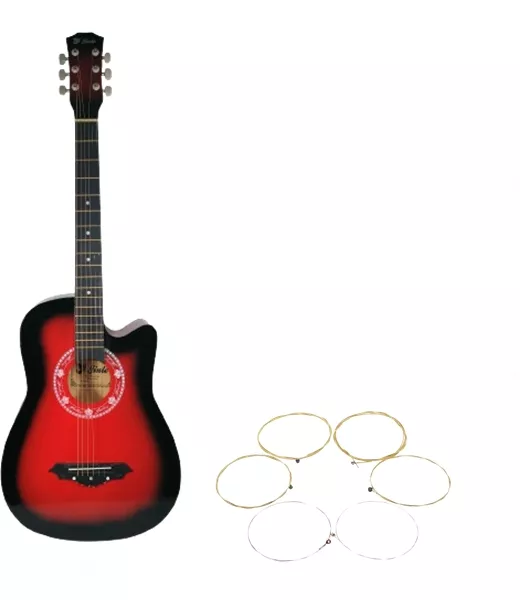 Chitara clasica din lemn IdeallStore® Cutaway Country Red set de corzi - domo.ro