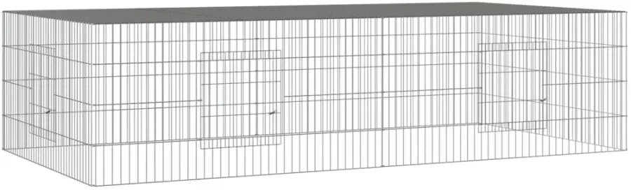 VidaXL Cusca pentru iepuri 2 panouri 220x110x55 cm fier galvanizat ...