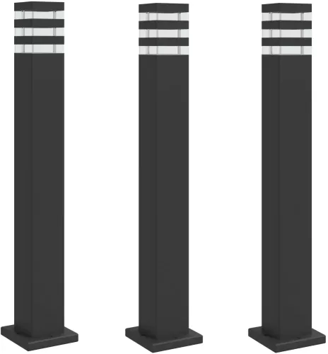 VidaXL Lampi de podea de exterior 3 buc. negru 80 cm aluminiu 4006396 ...