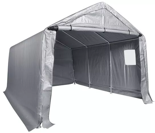 Cort depozitare pentru gradina 304.8 x 457.2 x 243.8 cm Gri Cadru Otel ...