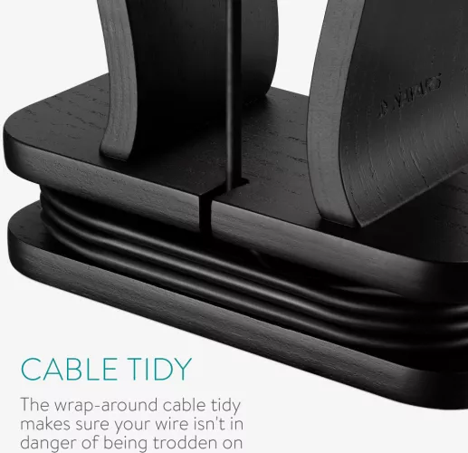 Suport pentru casti Navaris din lemn de stejar cu depozitare cablu ...