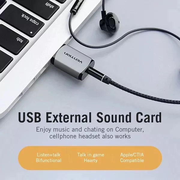 Placa de sunet Vention USB External Sound Card gri CDNH0 - domo.ro