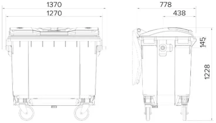 Tomberon gunoi KlaussTech eurocontainer cu capac polietilena verde 660 ...