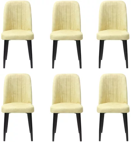 Set 6 Scaune Artemis Crem Picior Negru - domo.ro