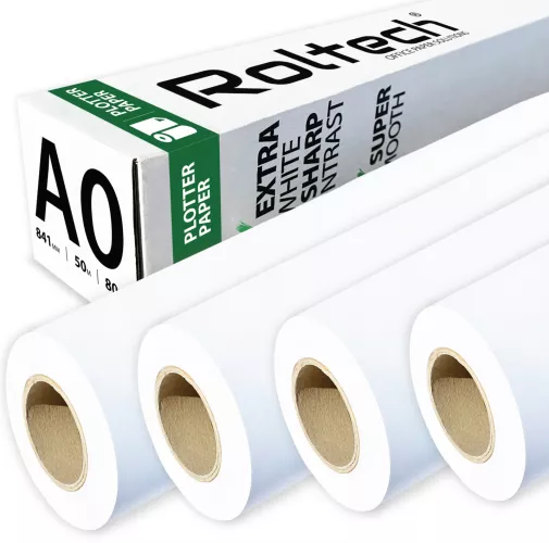 Set 4 Role Hartie plotter A0 ROLTECH - Dimensiune 841mm x 50m - 80gr ...